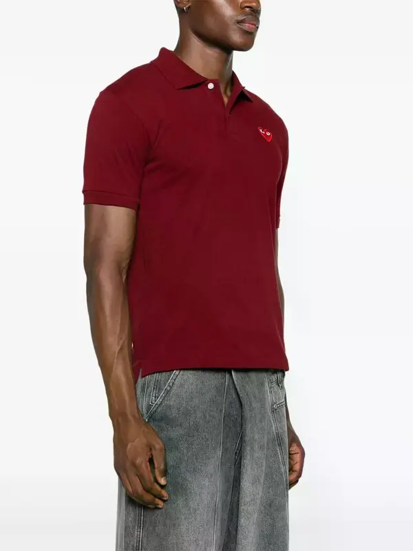 Play Comme Des Garcon Heart-patch Cotton Polo Shirt - Red