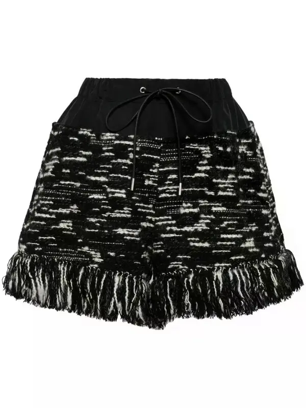 Sacai Fringed-edge Knitted Shorts