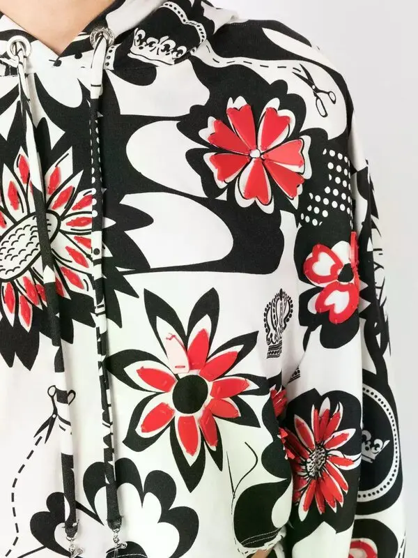 AMIR SLAMA Floral Print Cropped Hoodie