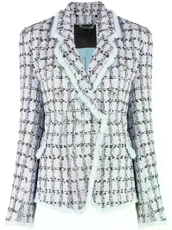 Philipp Plein Tweed Button-up Blazer - Blue