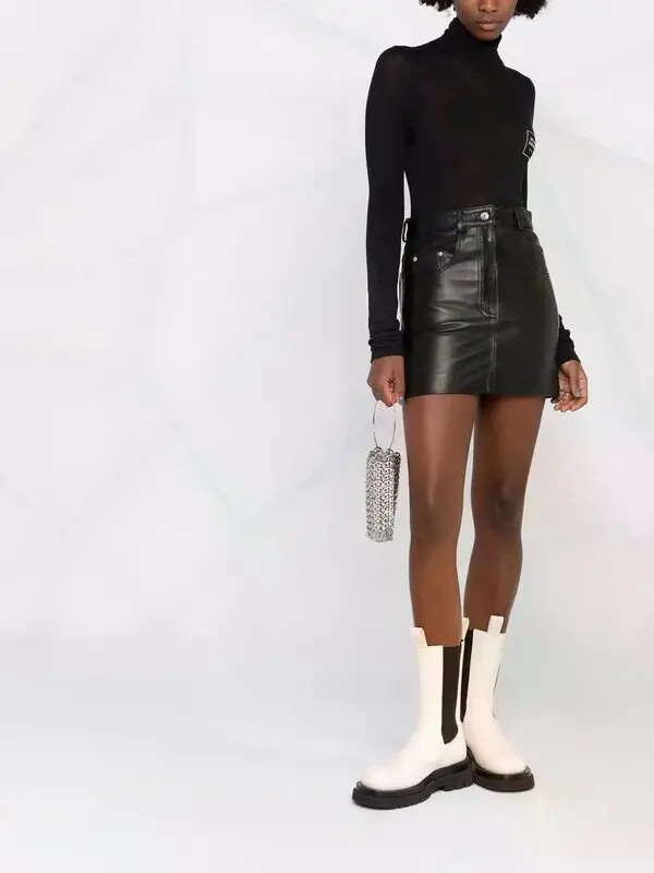 MANOKHI Five-pocket Leather Mini Skirt