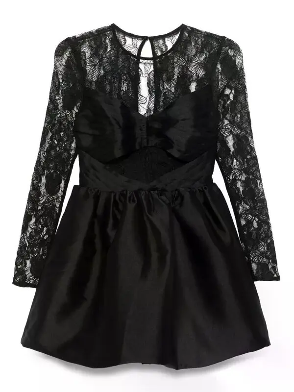 SELF-PORTRAIT Lace-panel Taffeta Mini Dress