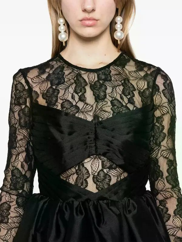 SELF-PORTRAIT Lace-panel Taffeta Mini Dress