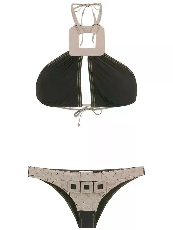 AMIR SLAMA Geometric-embellished Bikini - Black