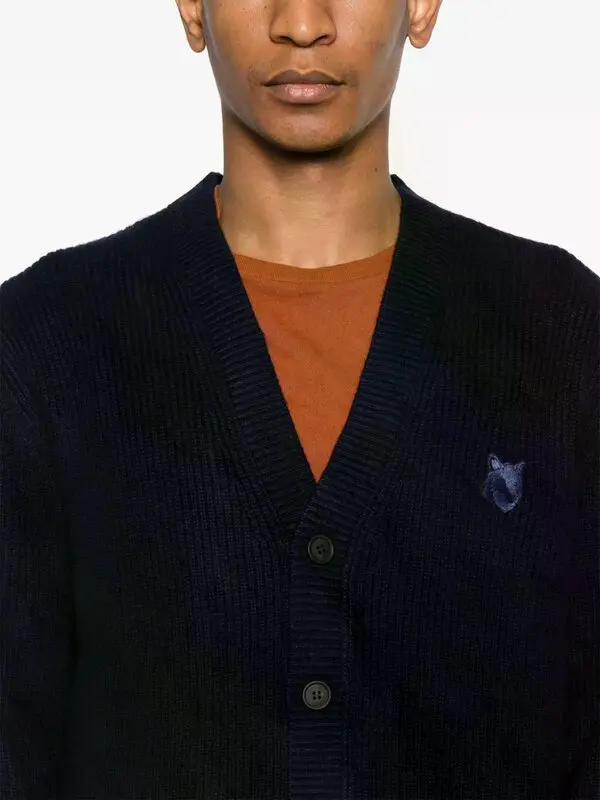 Maison Kitsuné Bold Fox Head Ribbed Cardigan