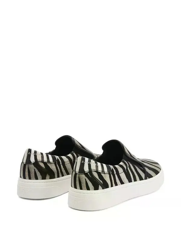 GIUSEPPE ZANOTTI Zebra Print Slip-on Sneakers