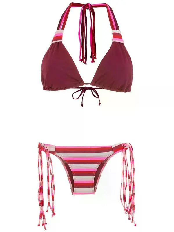 AMIR SLAMA Striped Tie-side Bikini Set - Pink