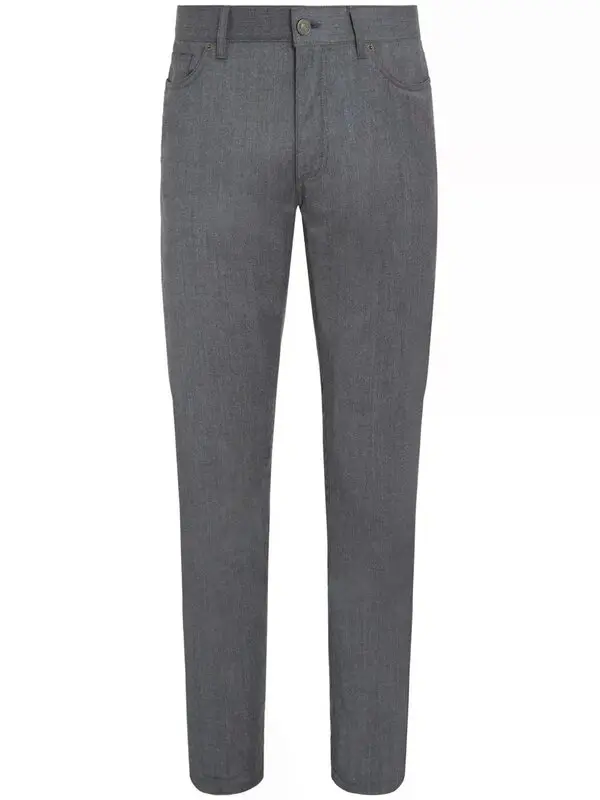 Zegna Roccia Stonewashed Wool Trousers - Grey