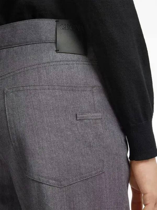 Zegna Roccia Stonewashed Wool Trousers - Grey