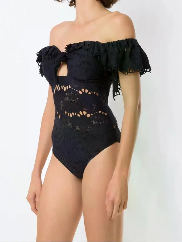 AMIR SLAMA Off-shoulder Floral Lace One Piece