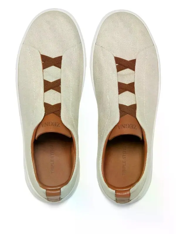 Zegna Triple Stitch Slip-on Sneakers - Neutrals