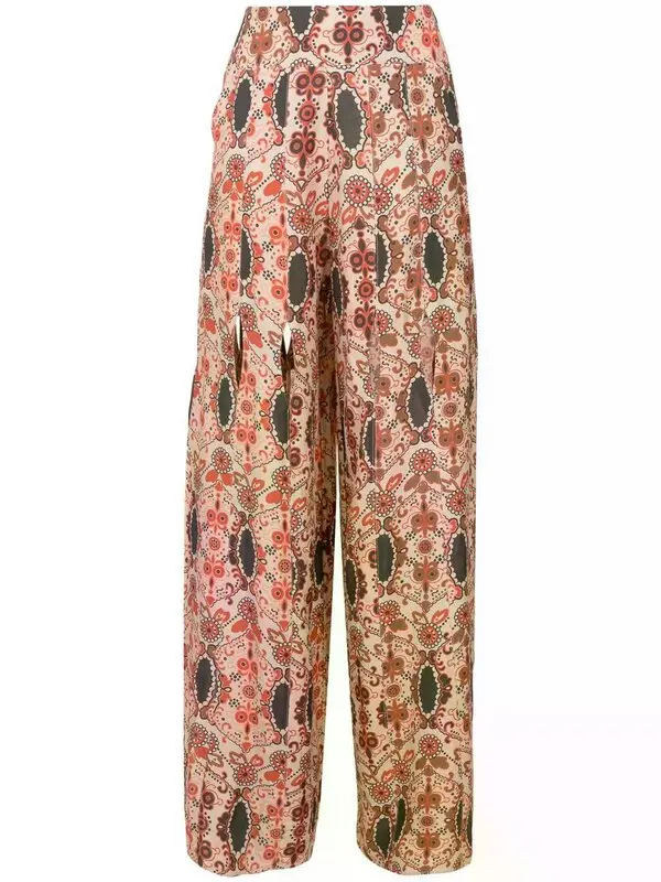 AMIR SLAMA Floral-print Flared Trousers