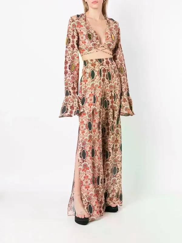 AMIR SLAMA Floral-print Flared Trousers