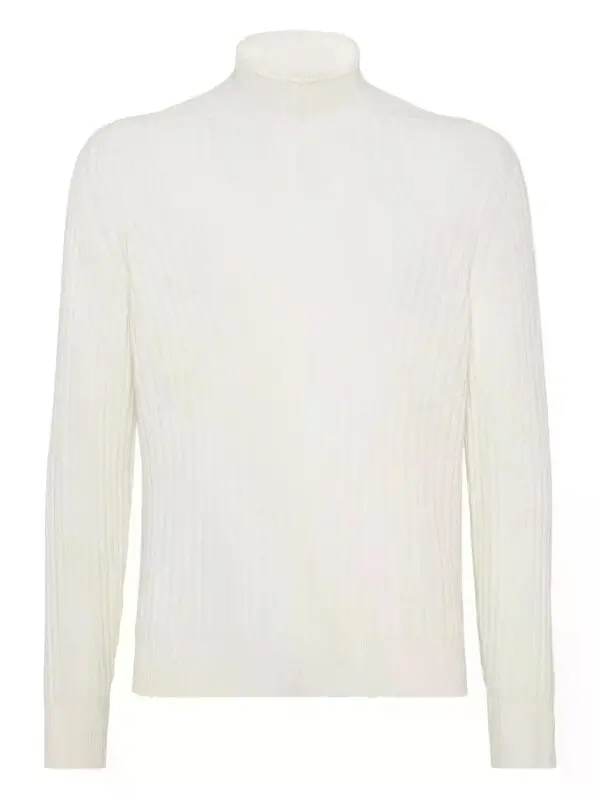 Brunello Cucinelli Wide-ribbed High Neck Sweater - Neutrals