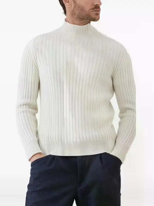 Brunello Cucinelli Wide-ribbed High Neck Sweater - Neutrals