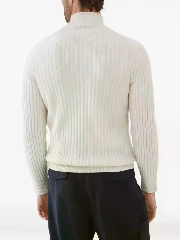 Brunello Cucinelli Wide-ribbed High Neck Sweater - Neutrals