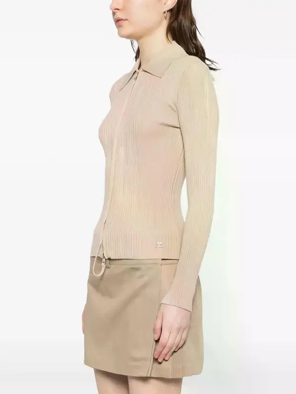 COURREGES Double Zipped Rib Knit Top