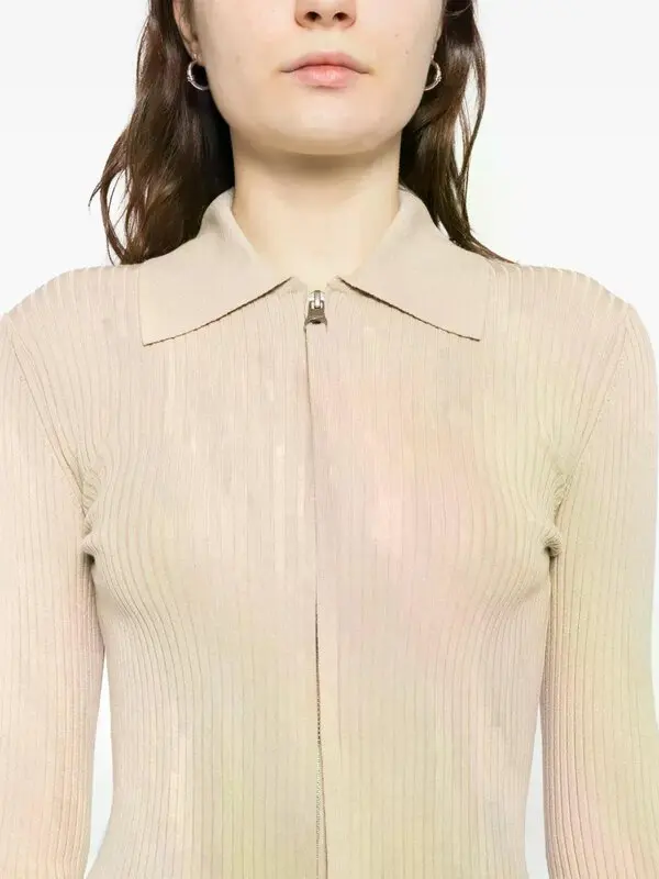 COURREGES Double Zipped Rib Knit Top