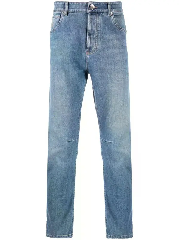 Brunello Cucinelli Light Stretch-cotton Tapered Jeans