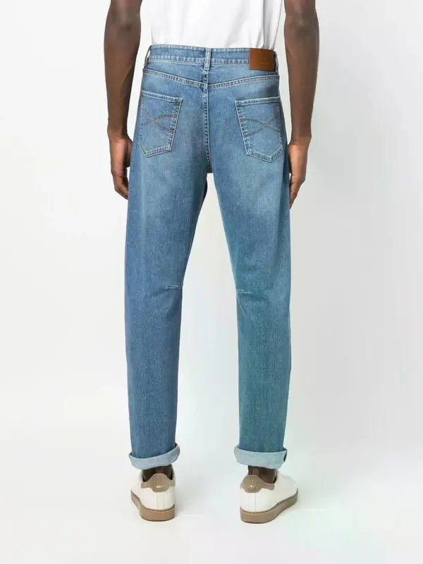 Brunello Cucinelli Light Stretch-cotton Tapered Jeans