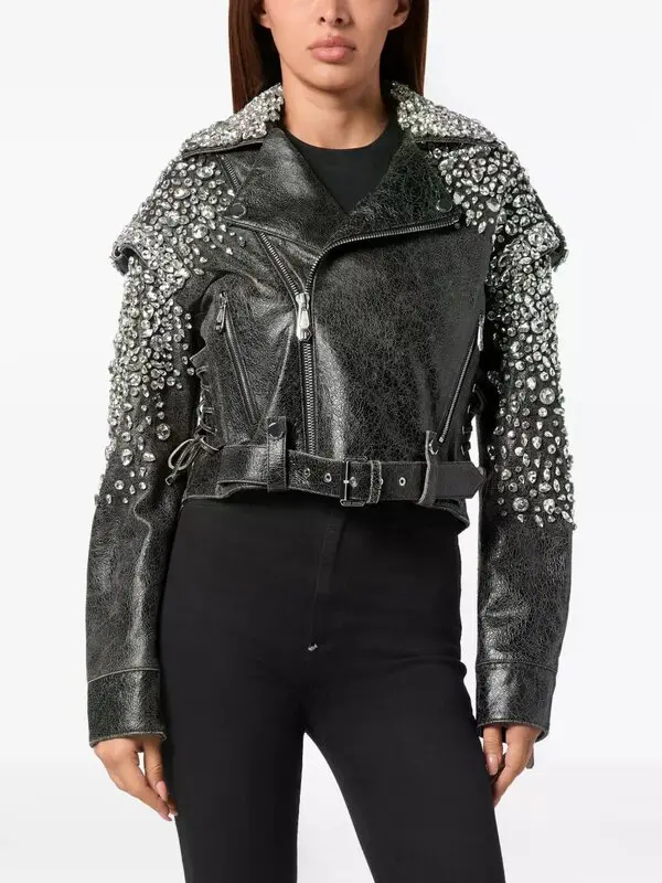 Philipp Plein Leather Cropped Jacket