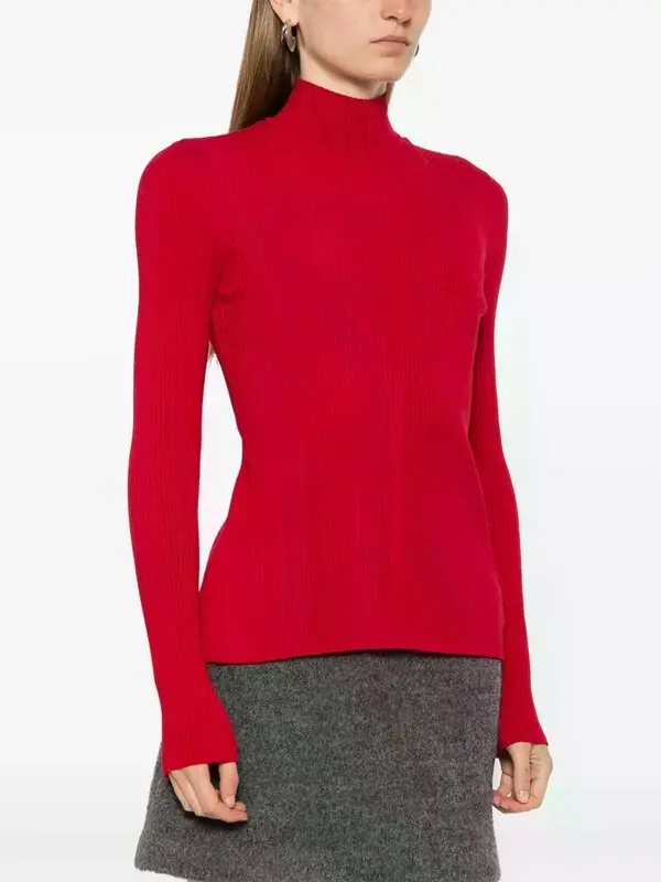 TWINSET Ribbed Mock Neck Sweater With Gold-tone Logo
