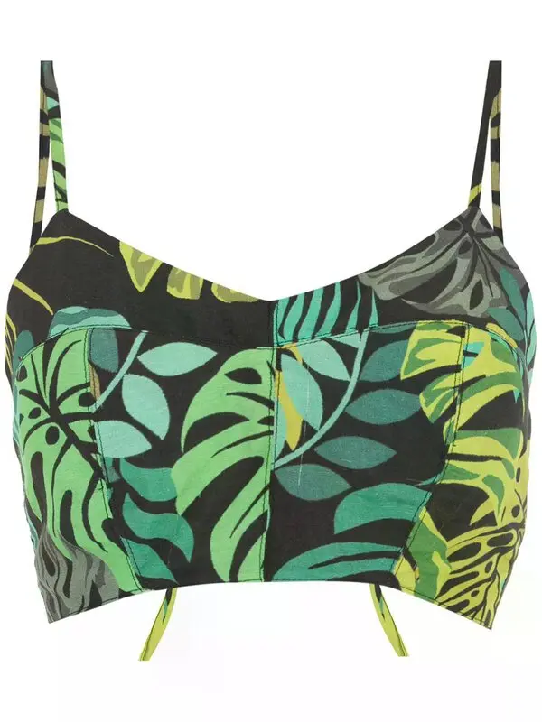 AMIR SLAMA Tropical Print Cropped Top