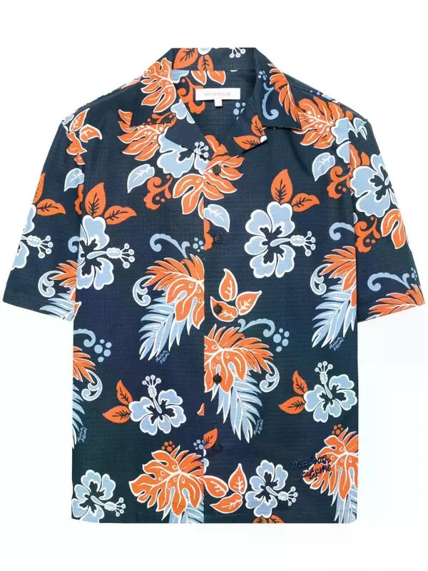 Maison Kitsuné Floral-print Ripstop Shirt