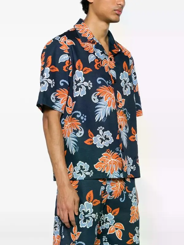 Maison Kitsuné Floral-print Ripstop Shirt