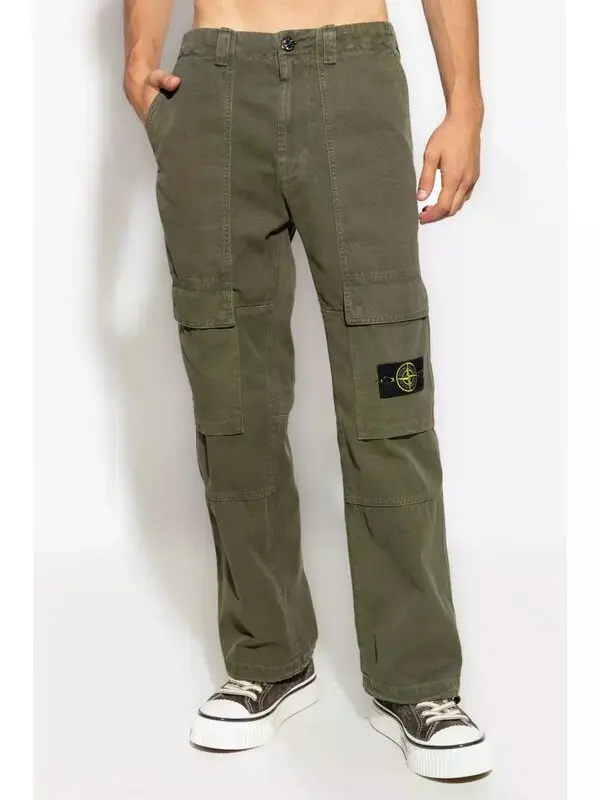 Stone Island Cotton Cargo Trousers - Green