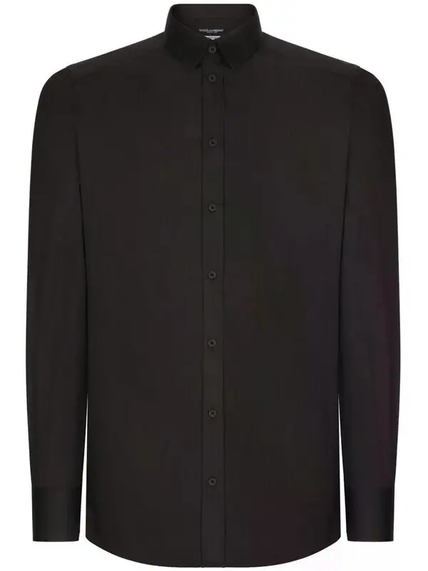 Dolce & Gabbana Long-sleeve Stretch-cotton Shirt - Black