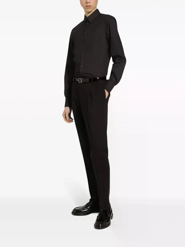 Dolce & Gabbana Long-sleeve Stretch-cotton Shirt - Black