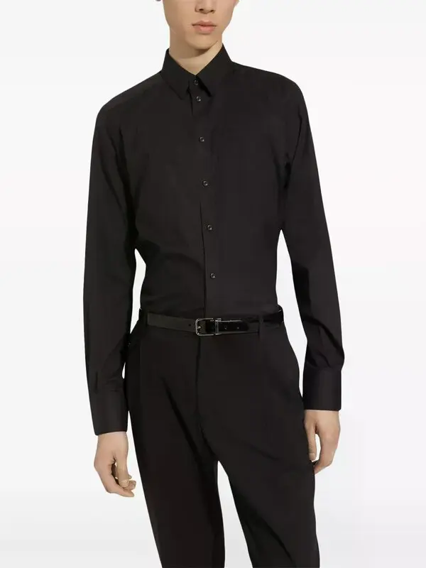 Dolce & Gabbana Long-sleeve Stretch-cotton Shirt - Black