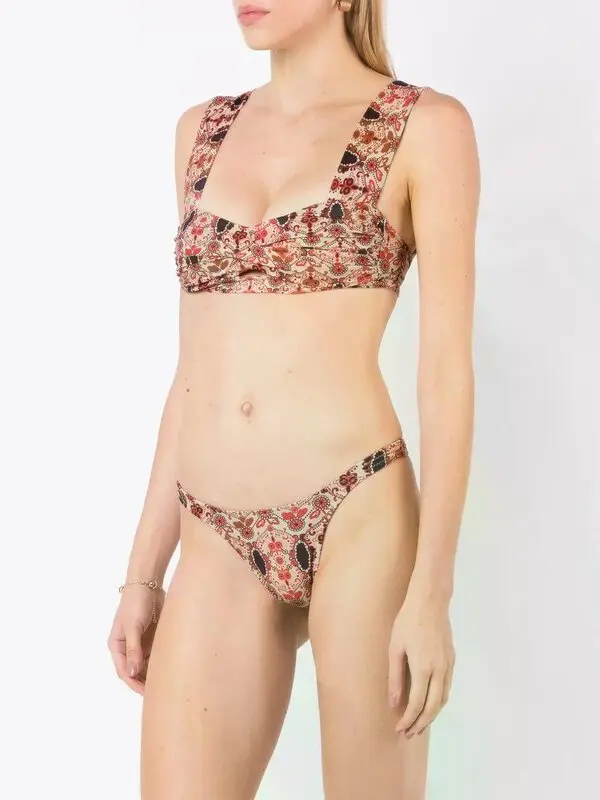 AMIR SLAMA Floral-print Square-back Bikini