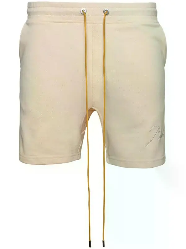 Rhude Logo-embroidered Cotton Track Shorts - Neutrals