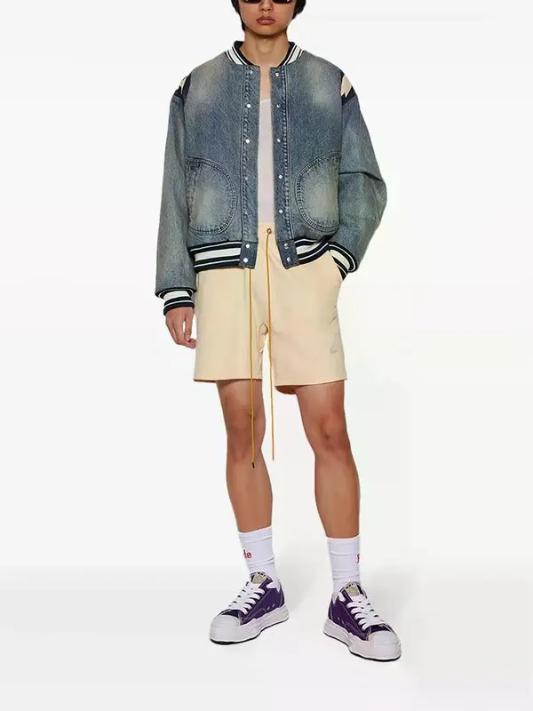 Rhude Logo-embroidered Cotton Track Shorts - Neutrals