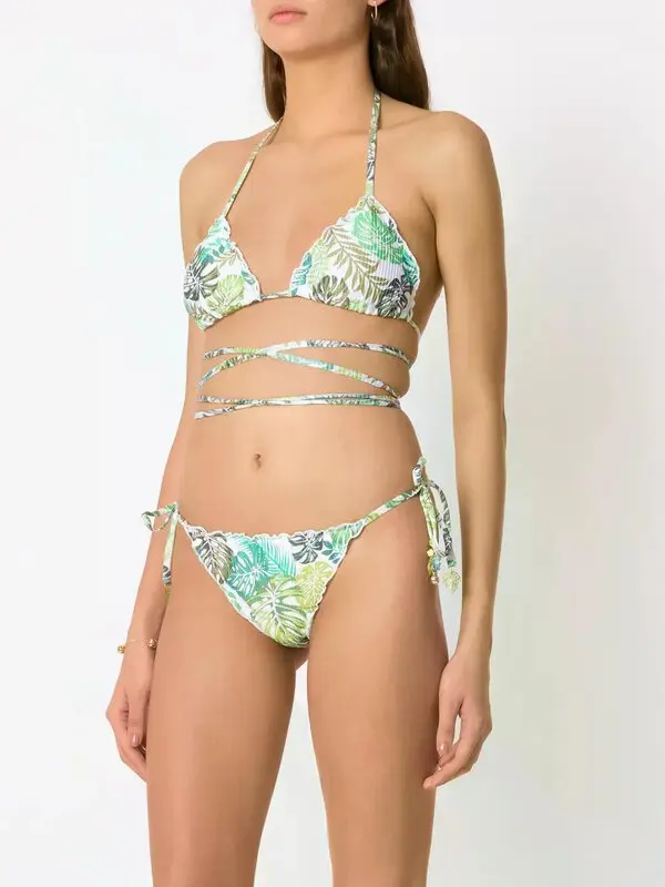 AMIR SLAMA Palm Leaf Print Bikini