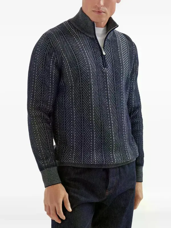 Brunello Cucinelli Cashmere Zip-up Sweater - Blue