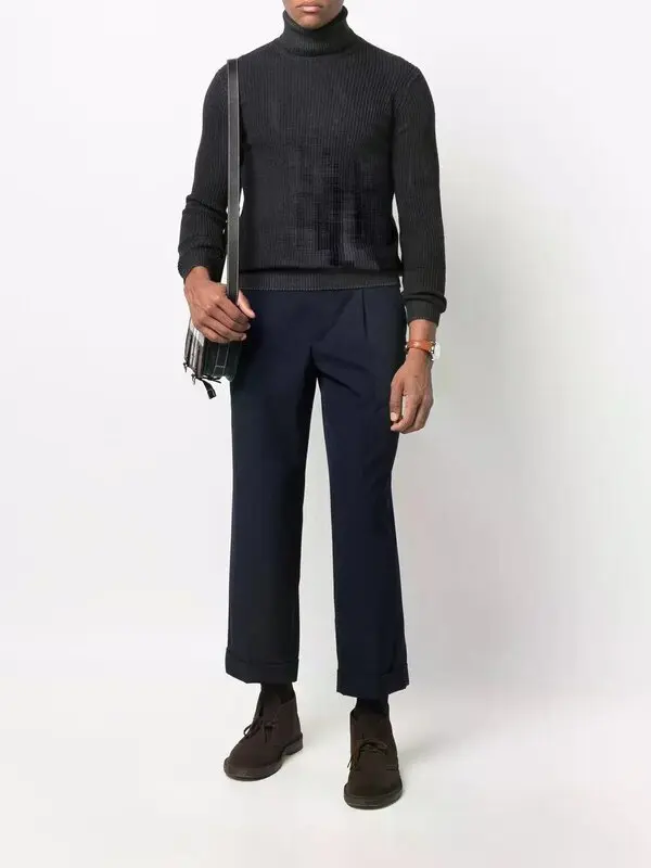 DELL'OGLIO Roll-neck Merino-wool Sweater - Black