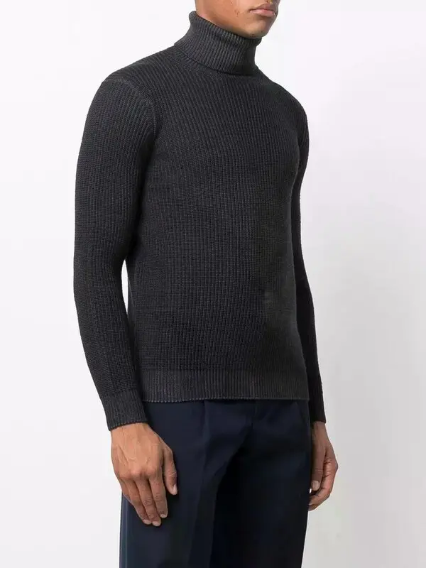 DELL'OGLIO Roll-neck Merino-wool Sweater - Black