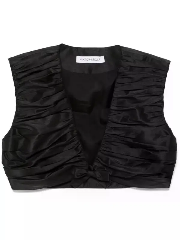 Viktor & Rolf Pleated Cropped Top - Black