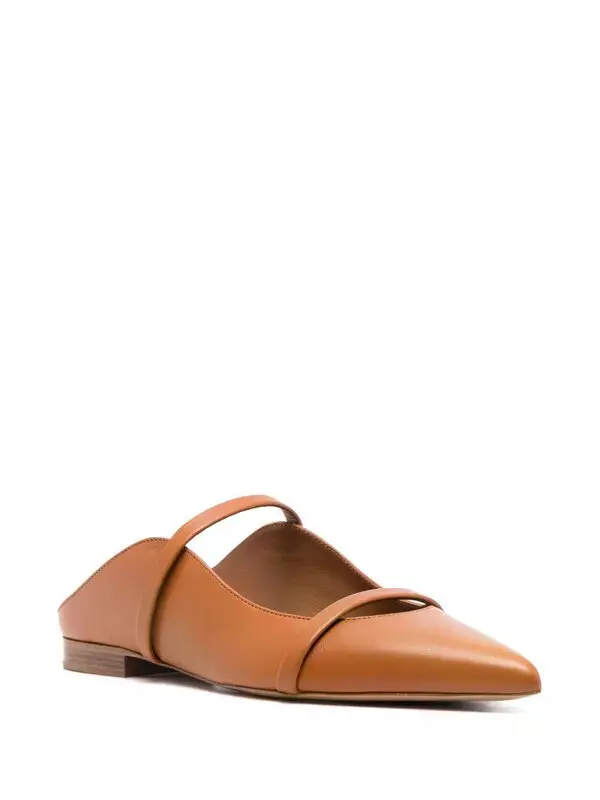 MALONE SOULIERS Maureen Double-strap Leather Flats - Brown