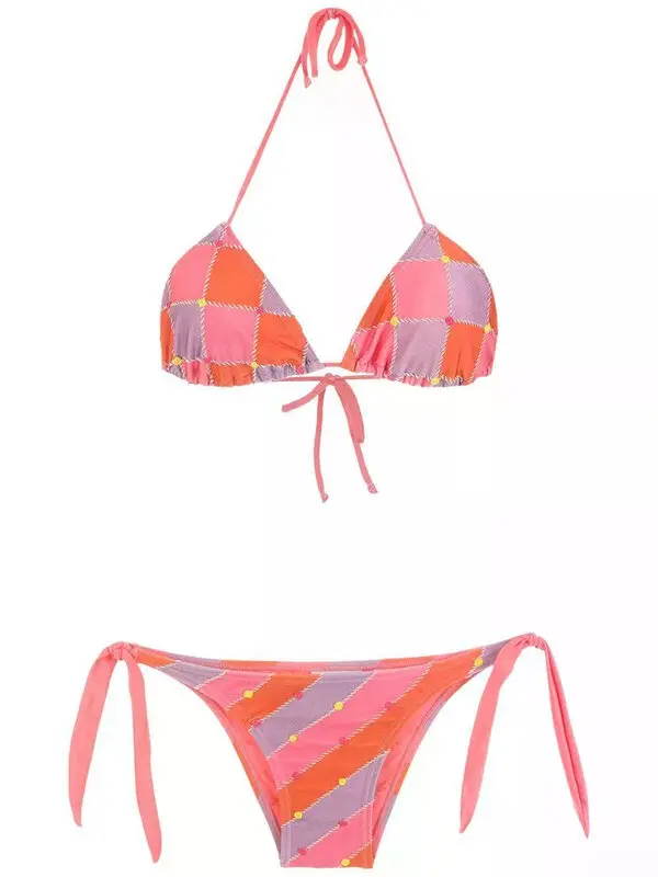 AMIR SLAMA Checked Halterneck Bikini Set - Pink