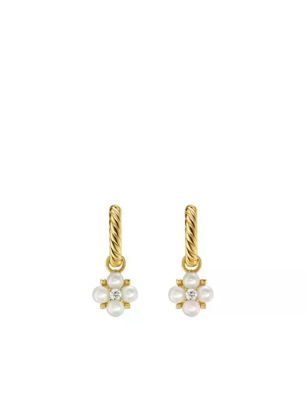 David Yurman 18kt Yellow Diamond And Pearl Drop Earrings - Gold