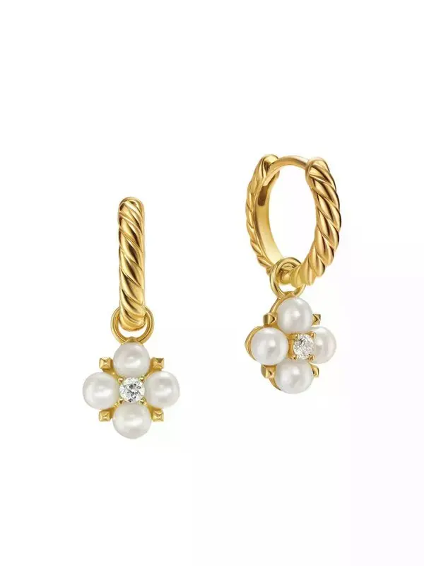 David Yurman 18kt Yellow Diamond And Pearl Drop Earrings