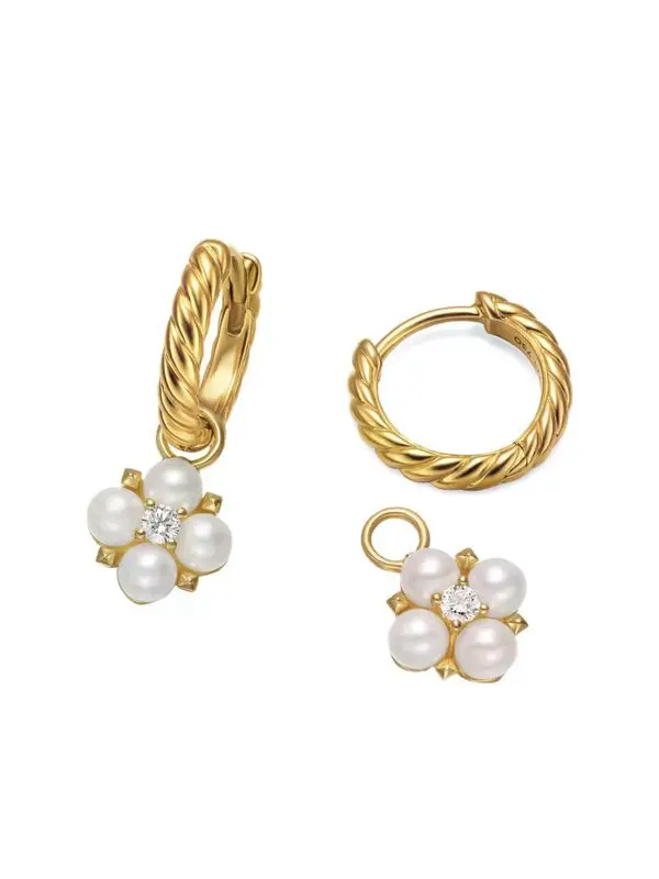 David Yurman 18kt Yellow Diamond And Pearl Drop Earrings