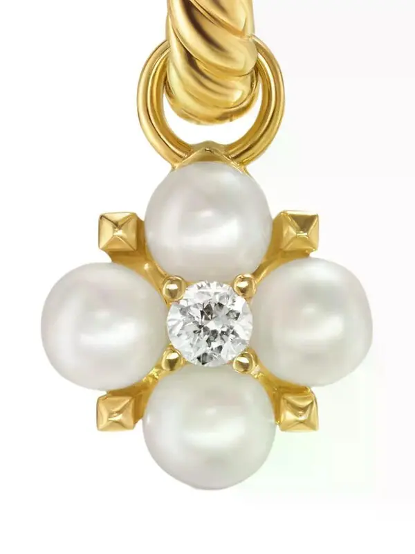 David Yurman 18kt Yellow Diamond And Pearl Drop Earrings