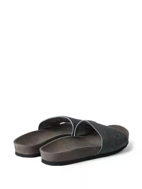 Brunello Cucinelli Monili Embellished Leather Slides