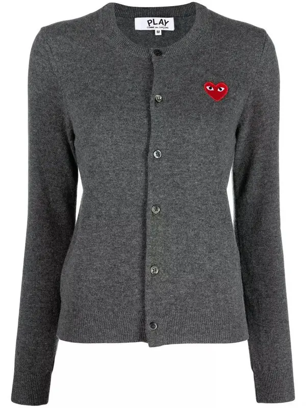 Play Comme Des Garcon Heart-patch Button-front Cardigan
