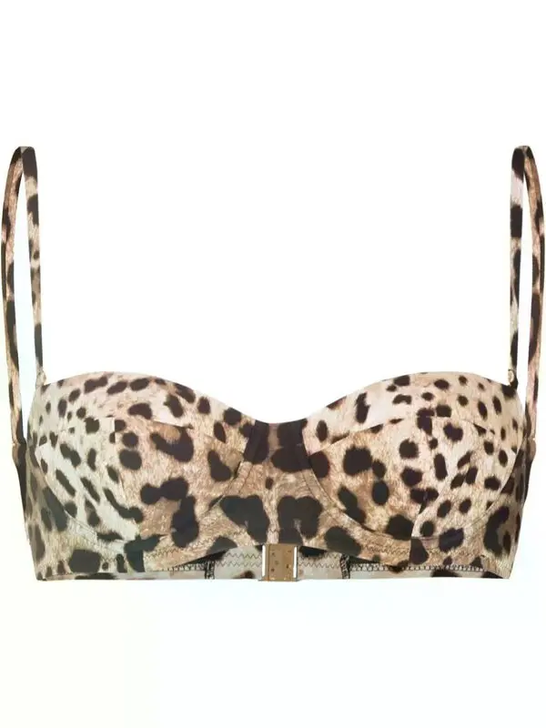 Dolce & Gabbana Leopard-print Bikini Top - Brown